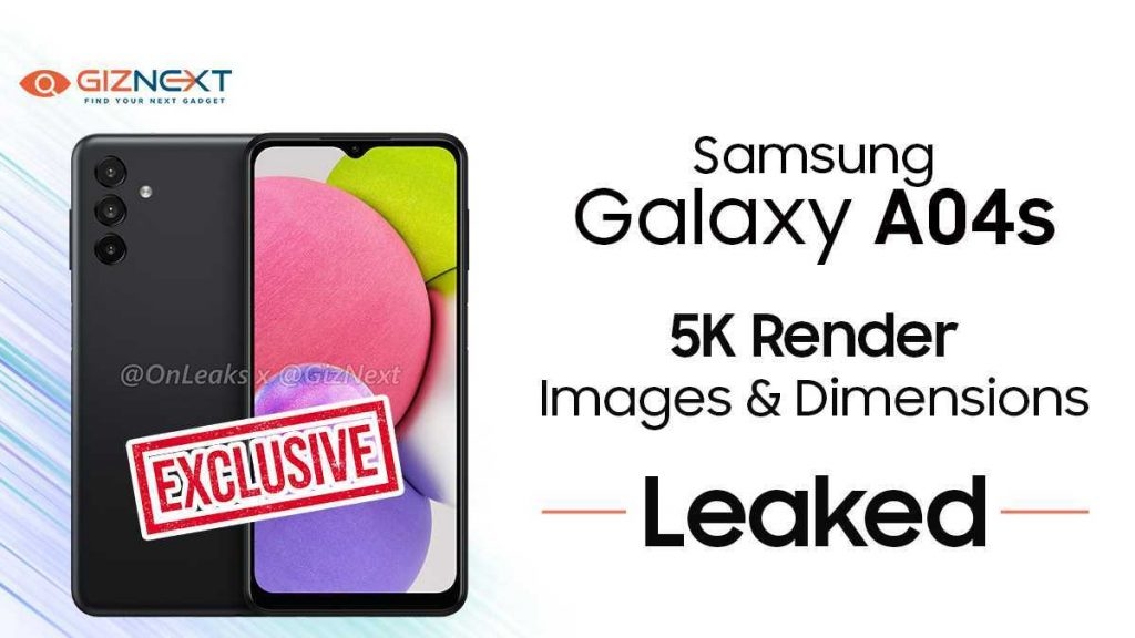 [Giznext Exclusive]: Samsung Galaxy A04s Budget Phone 5K Renders Leaked